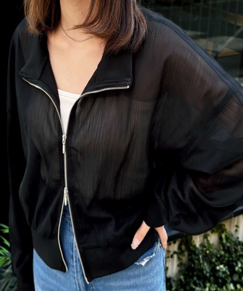 GeeRA（ジーラ）の「チュール×シフォンレイヤードシアーショート丈ブルゾン（ブルゾン）」 - WEAR