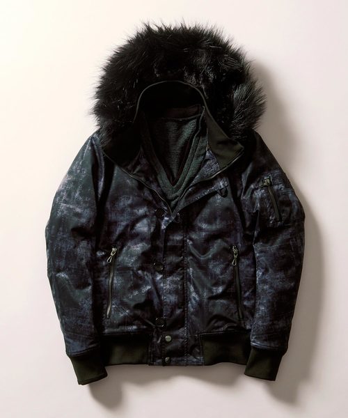 SHELLAC（シェラック）の「セマンティックデザイン/semantic designxSHELLAC サーモライト総柄N2Bアウター（ミリタリージャケット）」 - WEAR