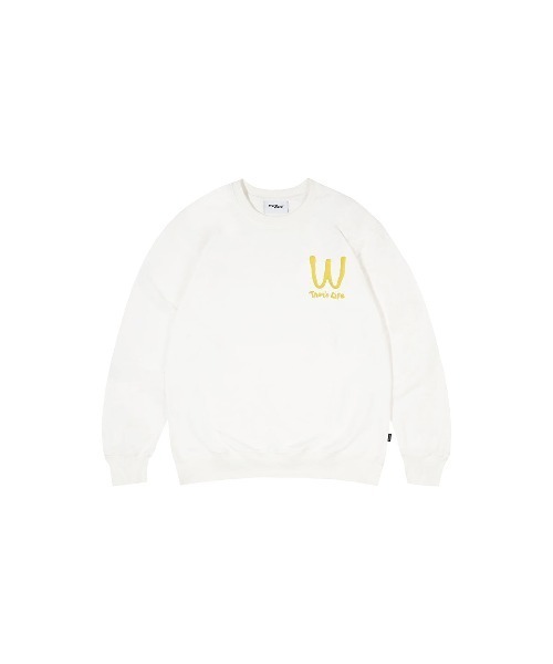 スウェット｜spoofing slogan round neck sweater｜WHOOSIS｜公式通販（スウェット）｜SUPPLIER ...