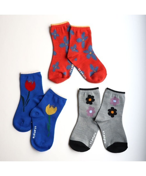 stample（スタンプル）の「レトロフラワー ショートソックス 【3足組】（ソックス/靴下）」 - WEAR