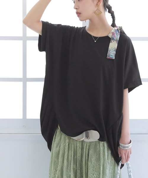 n'OrLABEL（ノアールレーベル）の「『タックドレープTシャツ』（Tシャツ/カットソー）」 - WEAR