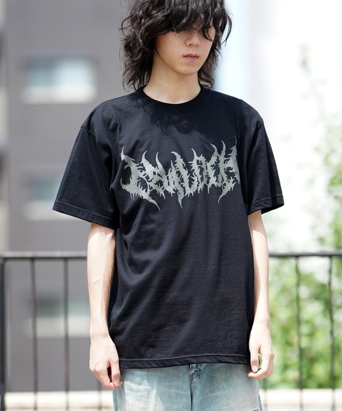 DEVILOCK（デビロック）の「DEVILOCK デビロック BLACK&BLACK / DEATHMETALロゴ & BIG VECTORロゴ TEE Tシャツ（Tシャツ/カットソー ...