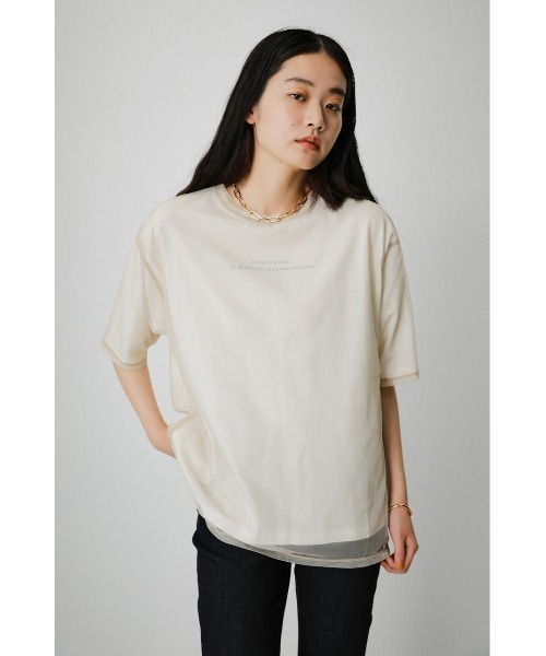 AZUL BY MOUSSY（アズールバイマウジー）の「TULLE SET MESSAGE PRINT TEE/チュールセットメッセージプリントTシャツ（Tシャツ/カットソー）」 - WEAR