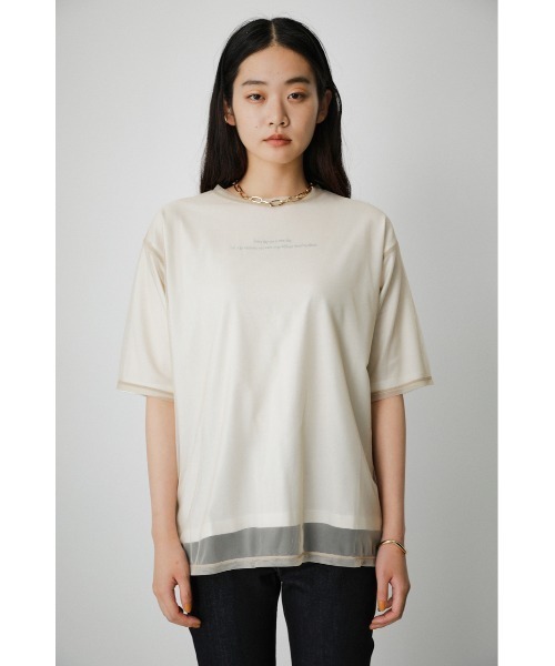AZUL BY MOUSSY（アズールバイマウジー）の「TULLE SET MESSAGE PRINT TEE/チュールセットメッセージプリントTシャツ（Tシャツ/カットソー）」 - WEAR
