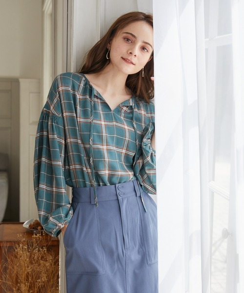 Rewde（ルゥデ）の「【2WAY】チェック柄ブラウス（1R13-09156）（シャツ/ブラウス）」 - WEAR