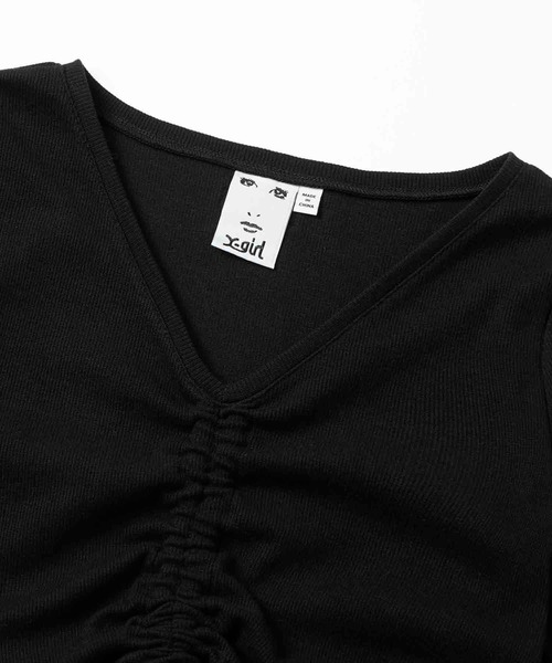 X-girl（エックスガール）の「FRONT DRAWSTRING L/S TOP（Tシャツ/カットソー）」 - WEAR