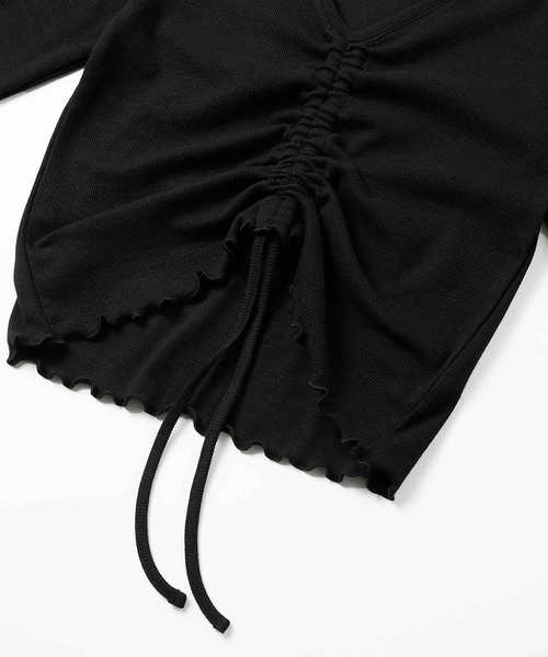 X-girl（エックスガール）の「FRONT DRAWSTRING L/S TOP（Tシャツ/カットソー）」 - WEAR