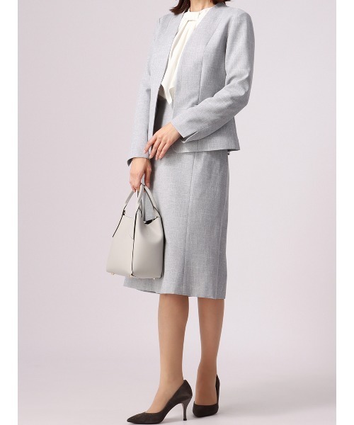 SUIT SQUARE（スーツスクエア）の「【セレモニー】フレアスカート ハンドウォッシュ スラブシャンブレー 織柄（スーツスカート）」 - WEAR