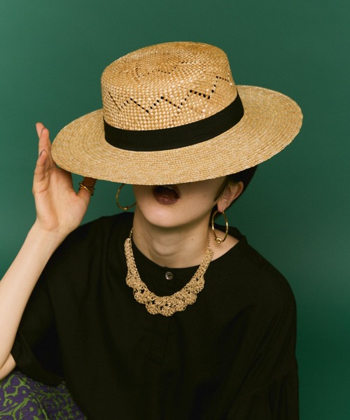 透かし模様ストローHAT（ハット）｜manana suerte（マニャーナスエルテ）のファッション通販 - ZOZOTOWN