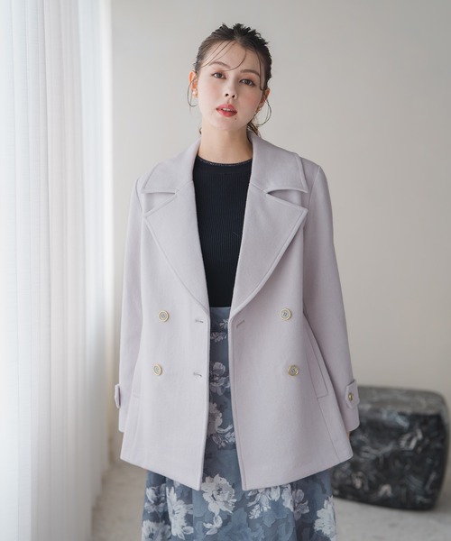 セール】2025秋冬新作 ミドル丈ダブルボタンコート（チェスターコート