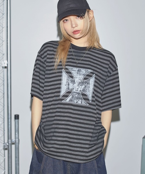オーバーサイズグラフィックボーダー半袖Tシャツ【UNISEX】（Tシャツ/カットソー）｜MSG（エムエスジー）のファッション通販 - ZOZOTOWN
