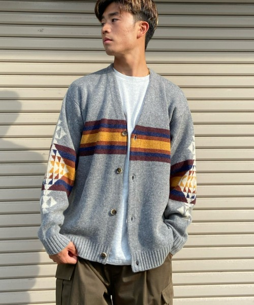 PENDLETON（ペンドルトン）の「PENDLETON/ペンドルトン Vネックカーディガン セーター/ネイティブ柄 ハーディング柄/スリーブロゴ バックロゴ 2575-0002（ニット ...