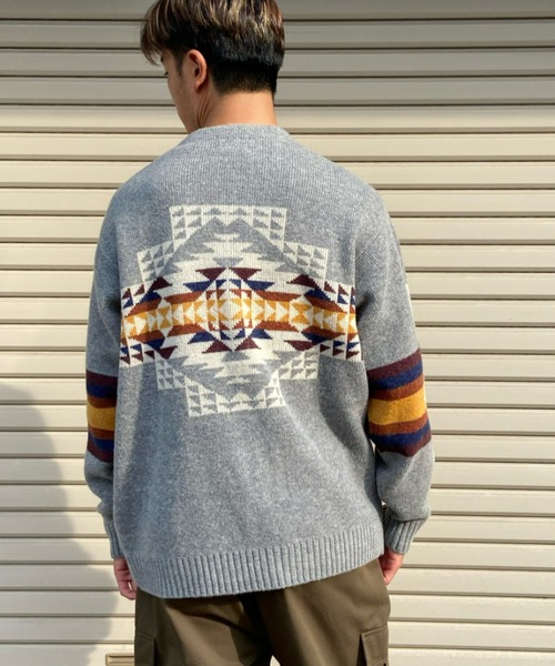 PENDLETON（ペンドルトン）の「PENDLETON/ペンドルトン Vネックカーディガン セーター/ネイティブ柄 ハーディング柄/スリーブロゴ バックロゴ 2575-0002（ニット ...