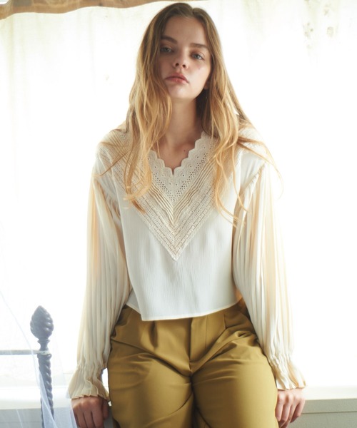 idem（イデム）の「Pleats Sleeve Lace Blouse（シャツ/ブラウス）」 - WEAR