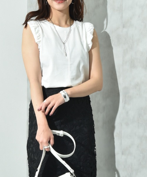 INTERPLANET（インタープラネット）の「【接触冷感】ギャザーショルダーノースリーブプルオーバー（Tシャツ/カットソー）」 - WEAR