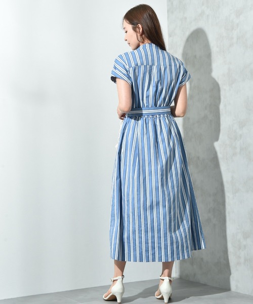 INTERPLANET（インタープラネット）の「ストライプ半袖シャツワンピース（ワンピース）」 - WEAR