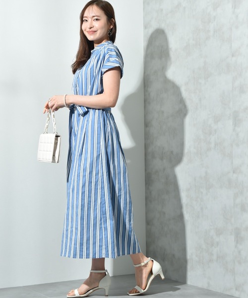 INTERPLANET（インタープラネット）の「ストライプ半袖シャツワンピース（ワンピース）」 - WEAR