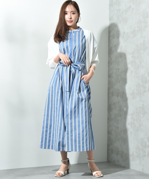 INTERPLANET（インタープラネット）の「ストライプ半袖シャツワンピース（ワンピース）」 - WEAR