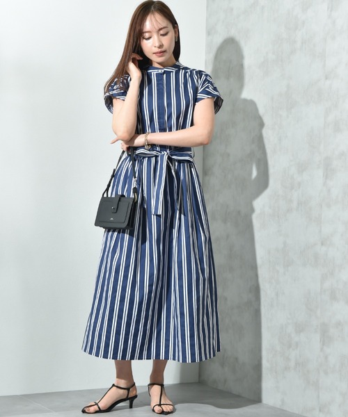 INTERPLANET（インタープラネット）の「ストライプ半袖シャツワンピース（ワンピース）」 - WEAR