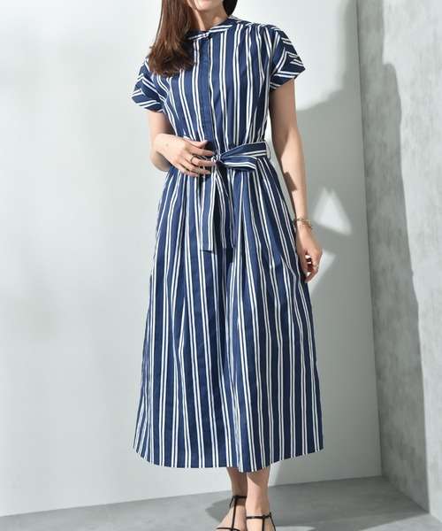 INTERPLANET（インタープラネット）の「ストライプ半袖シャツワンピース（ワンピース）」 - WEAR