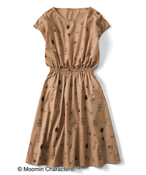 MOOMIN（ムーミン）の「ムーミンと仲間たち すぽっとらくちん総柄ワンピース（ワンピース）」 - WEAR