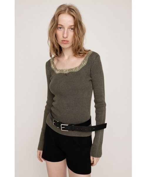 SLY（スライ）の「LACE DOCKING TOPS レースドッキング トップス 秋服 冬服（Tシャツ/カットソー）」 - WEAR