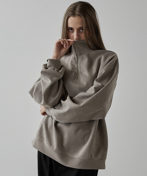 【CLEL】half zip fake suede pullover/ハーフジップフェイクスエードプルオーバー（スウェット）｜CLEL（クレイ ...
