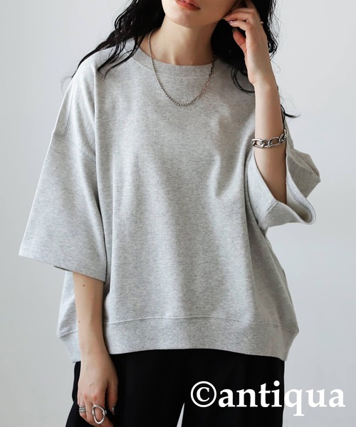 antiqua（アンティカ）の「リブ切り替えショートトップス（Tシャツ/カットソー）」 - WEAR
