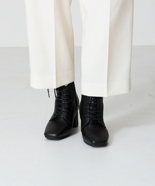 セール】スクエアトゥレースアップヒールブーツ 41428（ブーツ