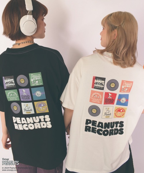 DOUBLE NAME（ダブルネーム）の「PEANUTS RECORDS モチーフTEE/ユニセックス（Tシャツ/カットソー）」 - WEAR