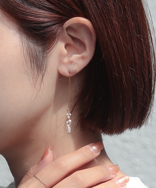 NOIR DE POUPEE（ノワールドプーペ）の「K14GF しゃらしゃら淡水パール アメリカンピアス（ピアス（両耳用））」 - WEAR