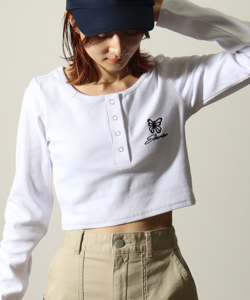 【セール】【STARTER /スターター】テレコヘンリーショート丈ロングスリーブTシャツ（Tシャツ/カットソー）｜STARTER BLACK ...