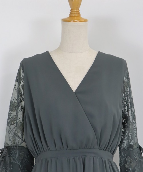 セール】フラワー刺繍カシュクールドレス結婚式 成人式 二次会 同窓会