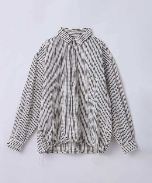 【SLICK/スリック】Stripe Tuck Jaquard Drawstring Regular Shirt/タックジャガードストライプドロストレギュラーカラーシャツ / クラシック ...