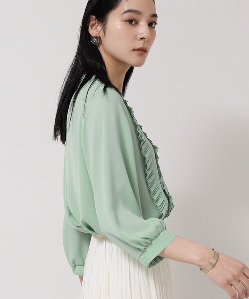 セール】【お仕事にも！／プリーツフリル】春色ブラウス（シャツ