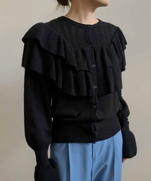 AMERI（アメリ）の「2WAY RUFFLE KNIT TOP（ニット/セーター）」 - WEAR