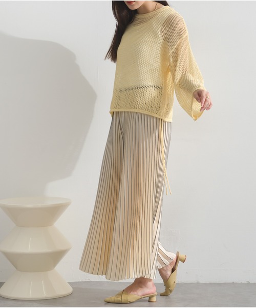 OandI（オーアンドアイ）の「ストライププリーツワイドパンツ（その他パンツ）」 - WEAR