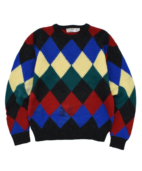 【ヴィンテージ古着】80’s Jos. A. Bank Clothiers アーガイル柄 シェットランドウールニット（ニット/セーター ...