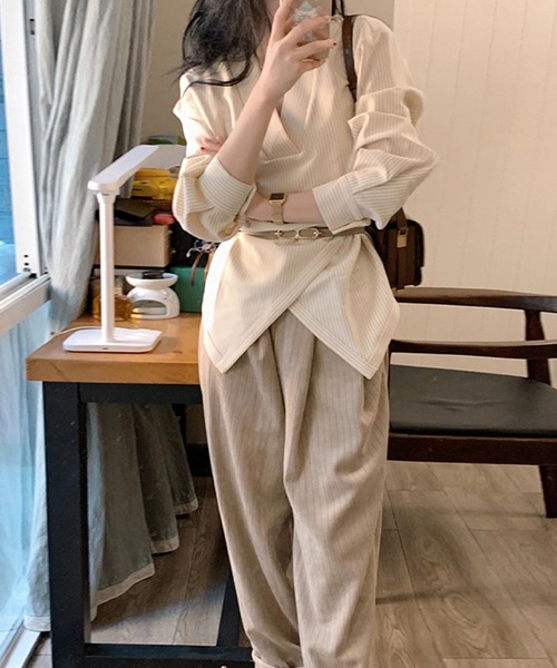 ELCY（エルシー）の「【ELCY】ストライプ柄ブラウスパンツセットアップ（ワンピース）」 - WEAR