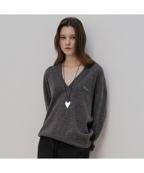V-neck wool blended knit [TISP05SW08]_Gray（ニット/セーター）｜TILL I DIE（ティルアイダイ ...