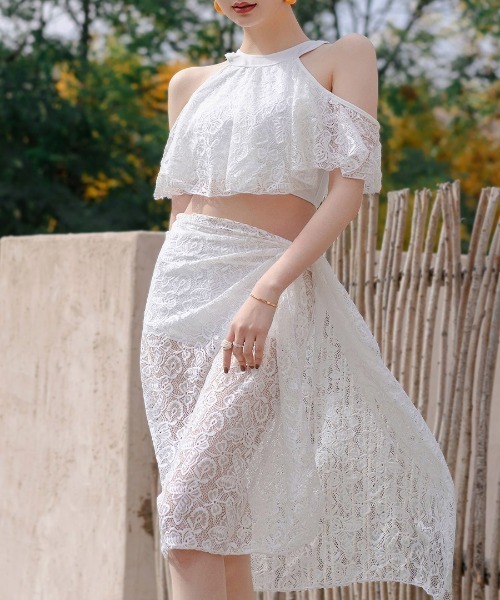 REMUR（レミュール）の「[3点セット] ハイネックビキニ レースパレオ（水着）」 - WEAR