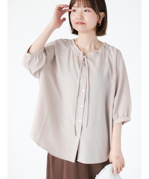 Lugnoncure（ルノンキュール）の「【接触冷感】麻調前開き衿フリルブラウス（シャツ/ブラウス）」 - WEAR