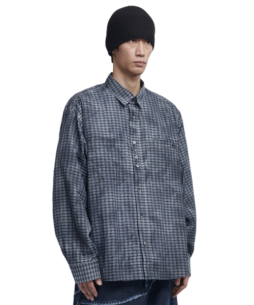 OVERDYED CHECK SHIRT - CHARCOAL（シャツ/ブラウス）｜NOMANUAL（NOMANUAL）のファッション通販 ...