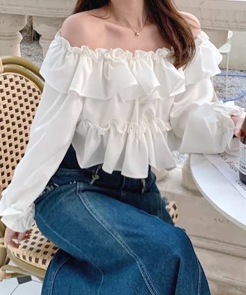 REMUR（レミュール）の「オフショルフリルトップス（シャツ/ブラウス）」 - WEAR