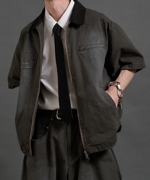 vintage washed mulch pocket short sleeve jacket ビンテージライクマルチポケットショートスリーブ ...
