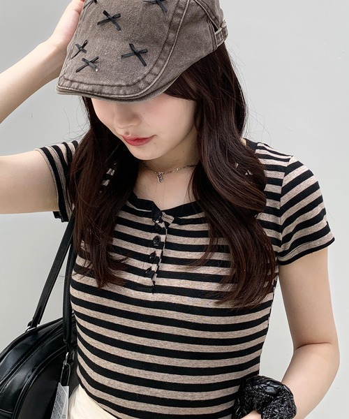 Teem Store（チームストア）の「ヘンリーネックボーダーT（Tシャツ/カットソー）」 - WEAR