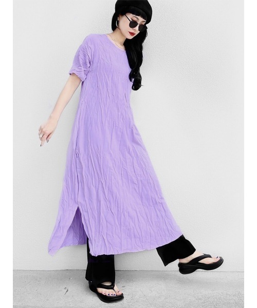 Side slit washer long one-piece / サイドスリットワッシャーロングワンピース(Ai select)（ワンピース ...