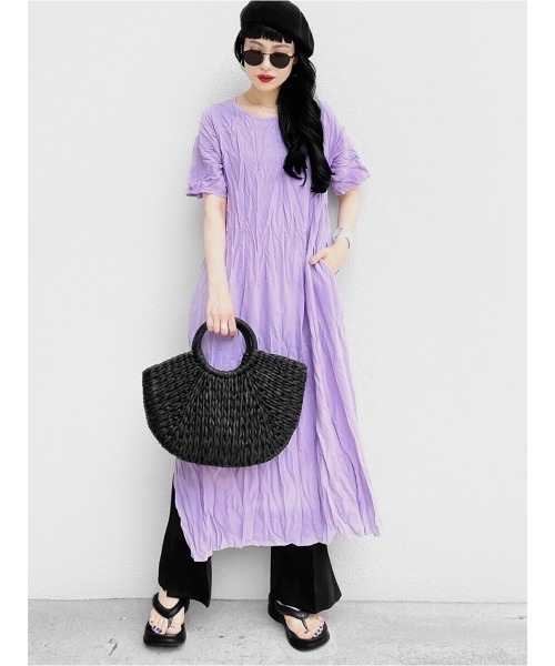 Side slit washer long one-piece / サイドスリットワッシャーロングワンピース(Ai select)（ワンピース ...