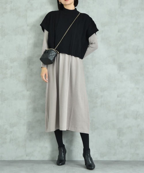 INTERPLANET（インタープラネット）の「細ケーブルTOPS＋ニットワンピースSET（ワンピース）」 - WEAR
