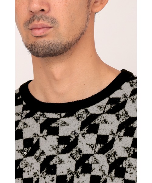 HIGH STREET∴グラデーションキカ柄モールクルーネックニット（ニット